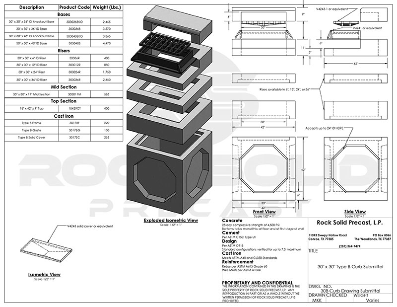 Rock Solid Precast L.P. - Quality Precast Products - Type B Inlet
