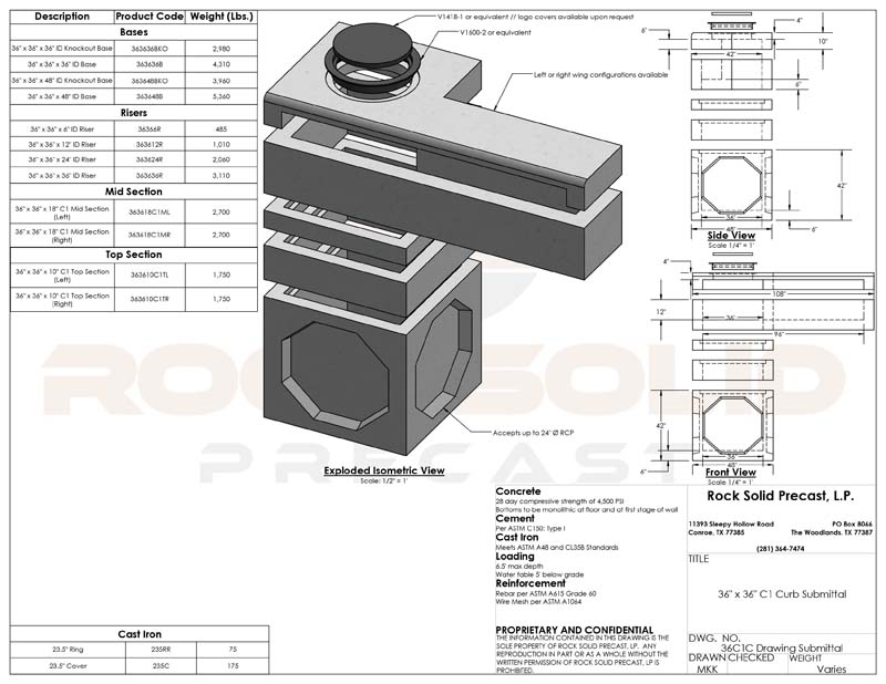 Rock Solid Precast L.P. - Quality Precast Products - Type C1 Inlet 3 x 3
